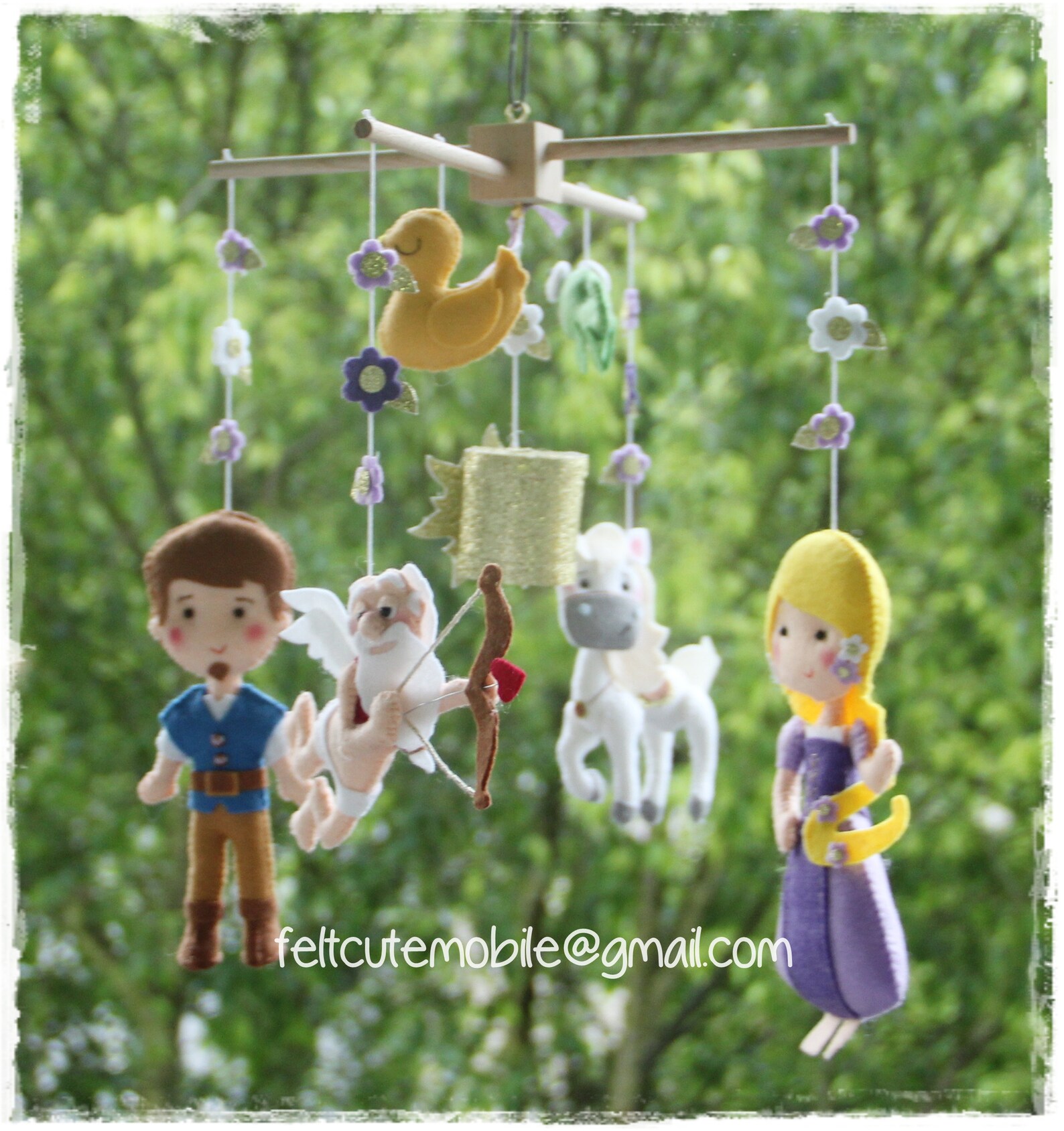 Rapunzel Baby Mobile: Tangled Nursery Decor, Handmade Felt Characters ...