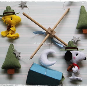 Snoopy Woodstock Baby Mobile: Camping Woodland Nursery Decor - Etsy