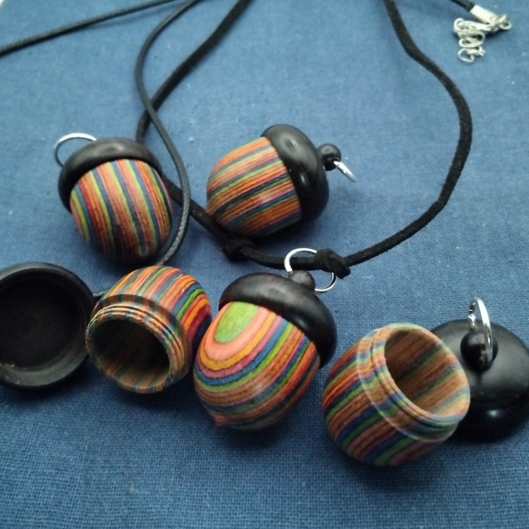 Rainbow Wood Acorn Keepsake Necklaces/acorn Stash Necklace/hidden ...