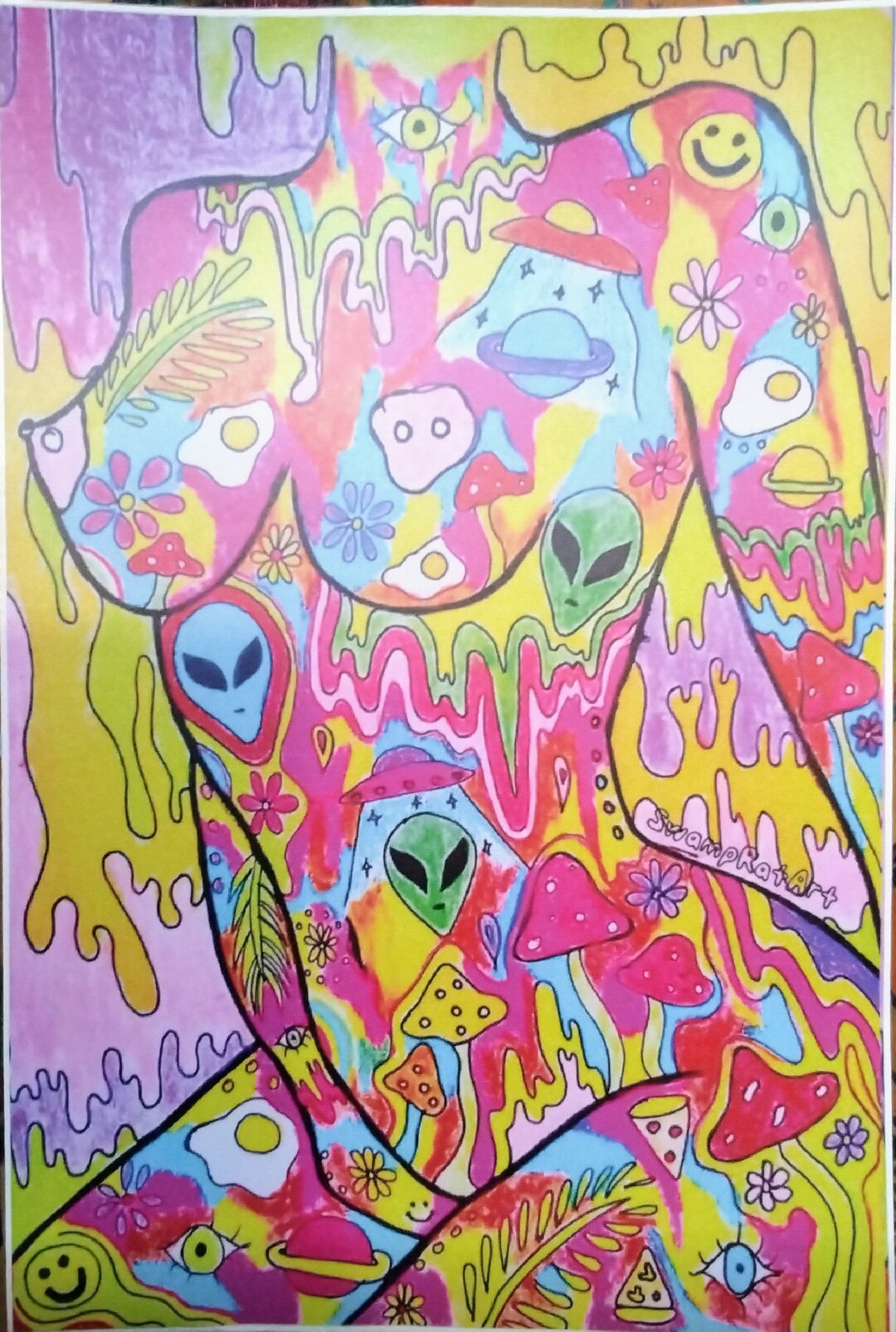 Huge Psychedelic Poster Decal Psychedelic Sexy Womans Etsy