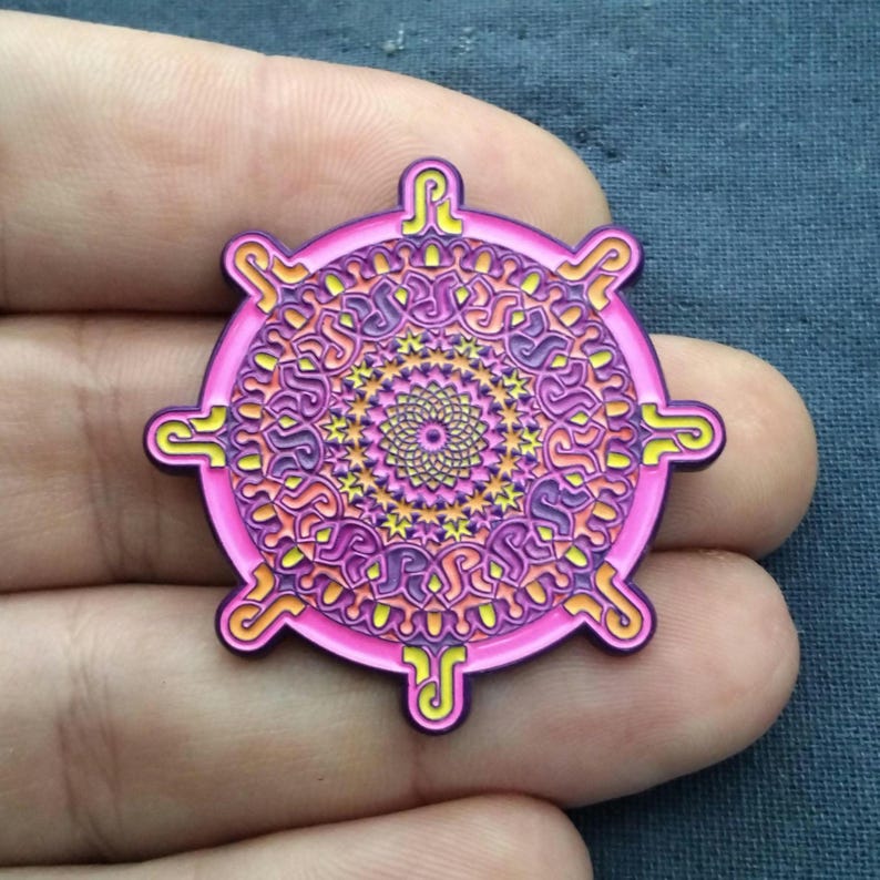 LE EDM Family Mandala Enamel Glow Pin (1.5 Inch Diameter):inspired by ...