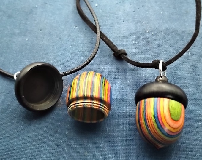 Rainbow Wood Acorn Keepsake Necklaces/acorn Stash Necklace/hidden ...