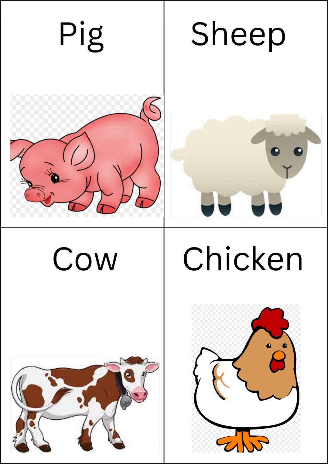 Farmyard Animal and Colour Cards - Etsy