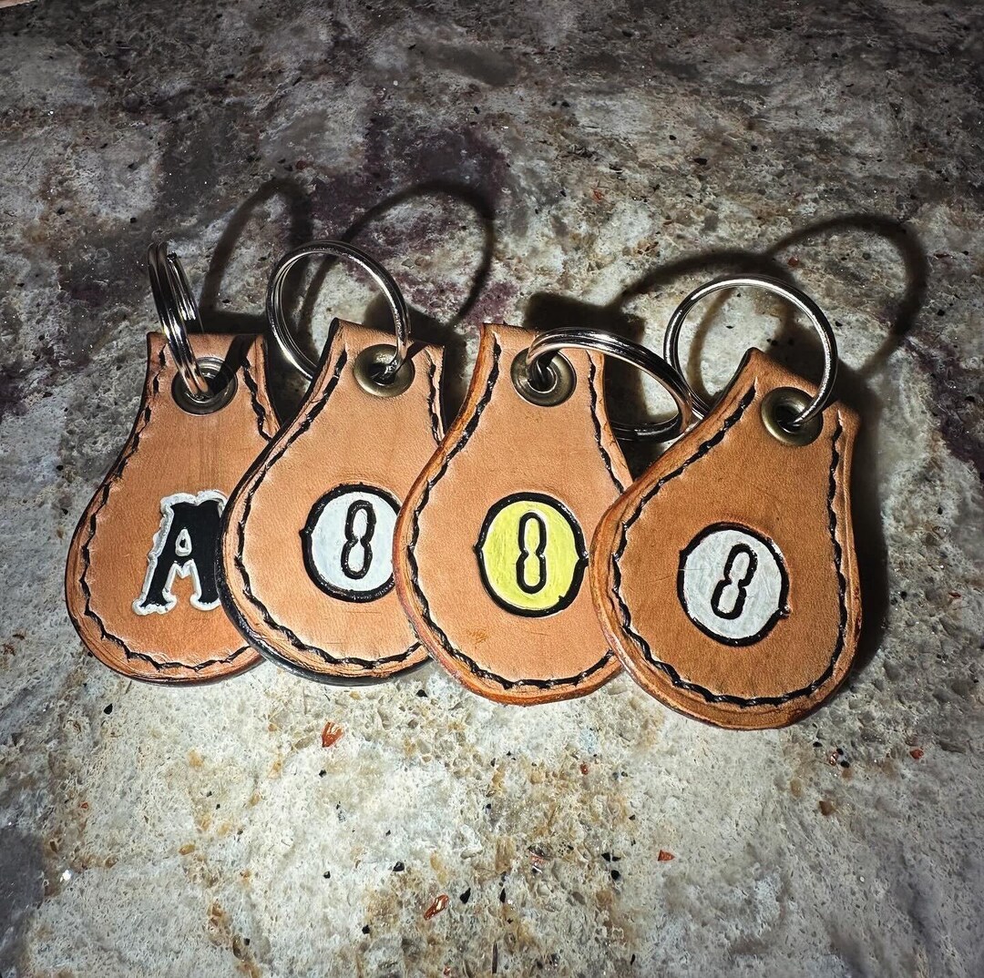 Customized Leather Keychain - Initials - Etsy