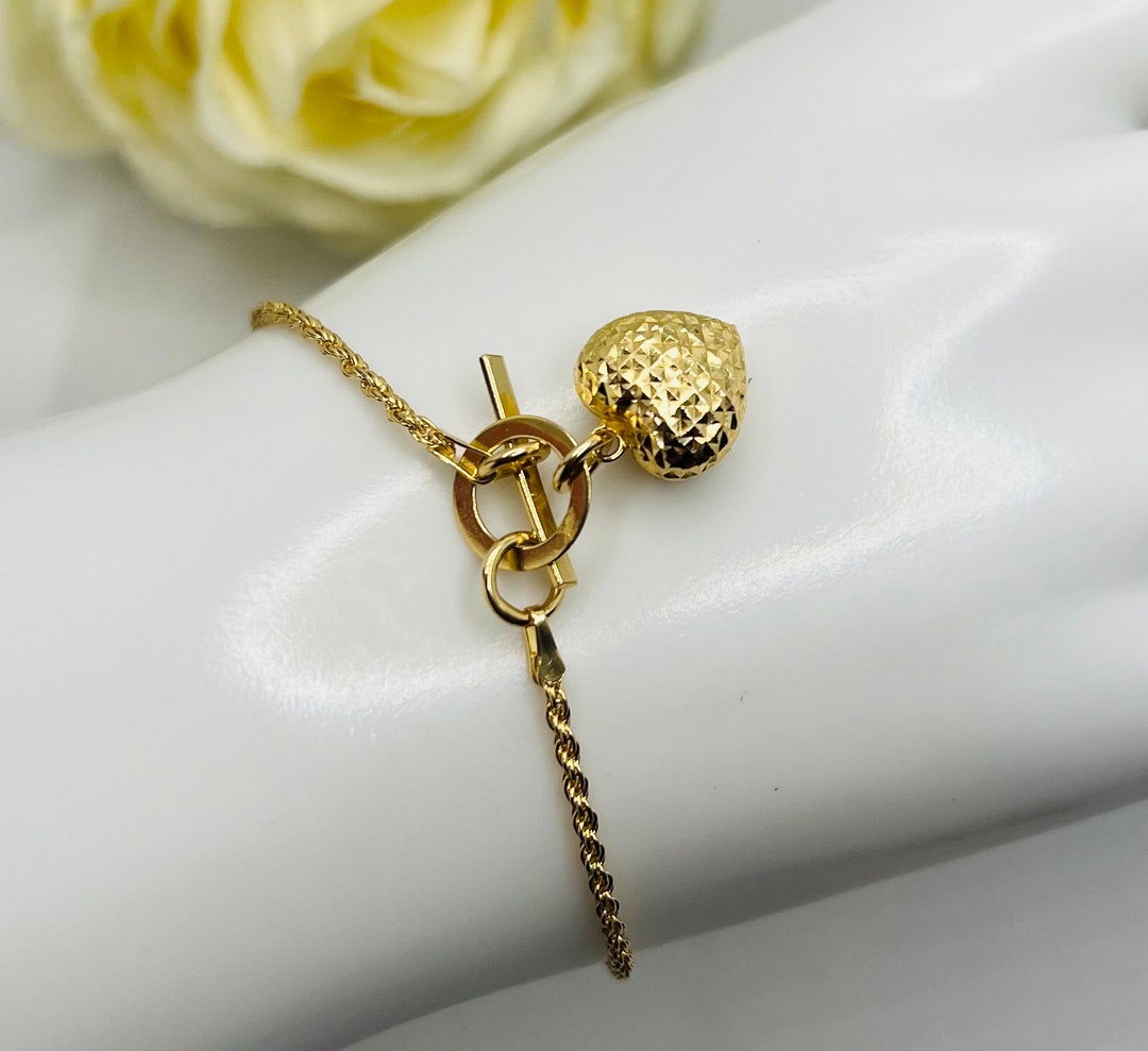 18K Real Saudi Gold 7.75” Toggle Rope Bracelet - Etsy