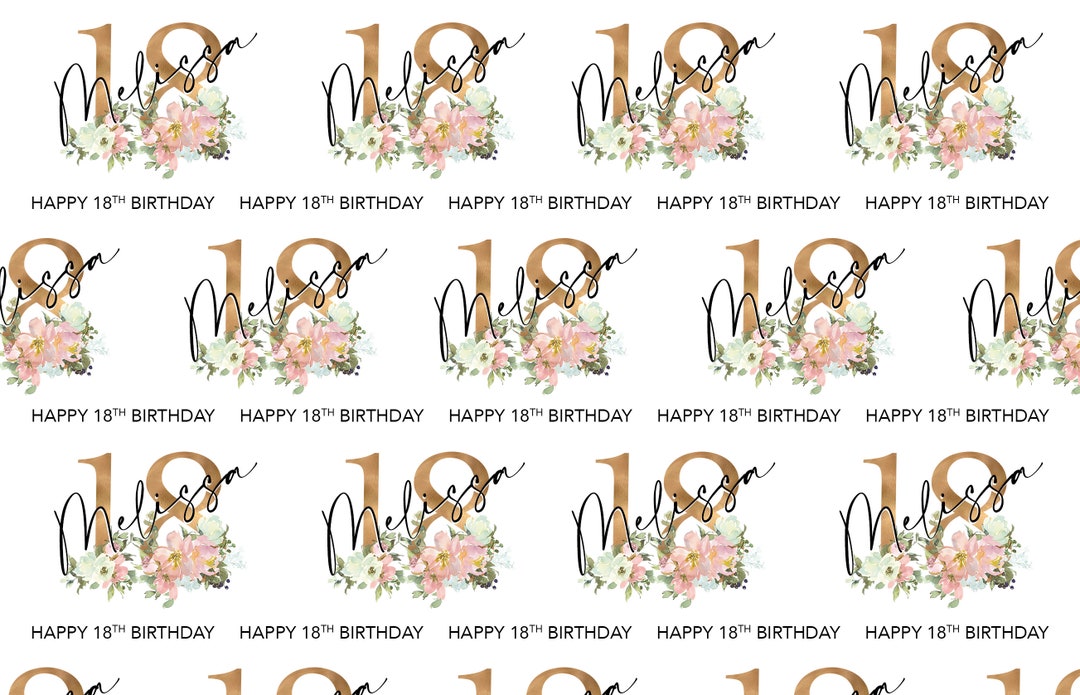 Personalised 18th Birthday Wrapping Paper Gift Wrap, for Her, Daughter ...
