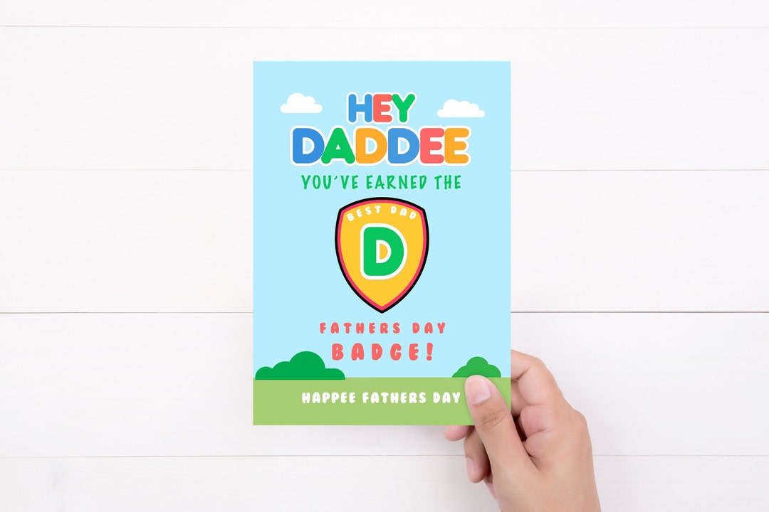 Hey Duggee Fathers Day Card Best Dad Badge, Hey Duggee Card, For Dad ...