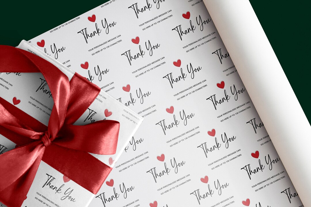 Personalised Thank You Wrapping Paper | Custom Message - Etsy
