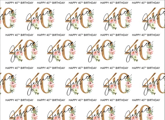 Personalised 40th Birthday Wrapping Paper Gift Wrap for - Etsy