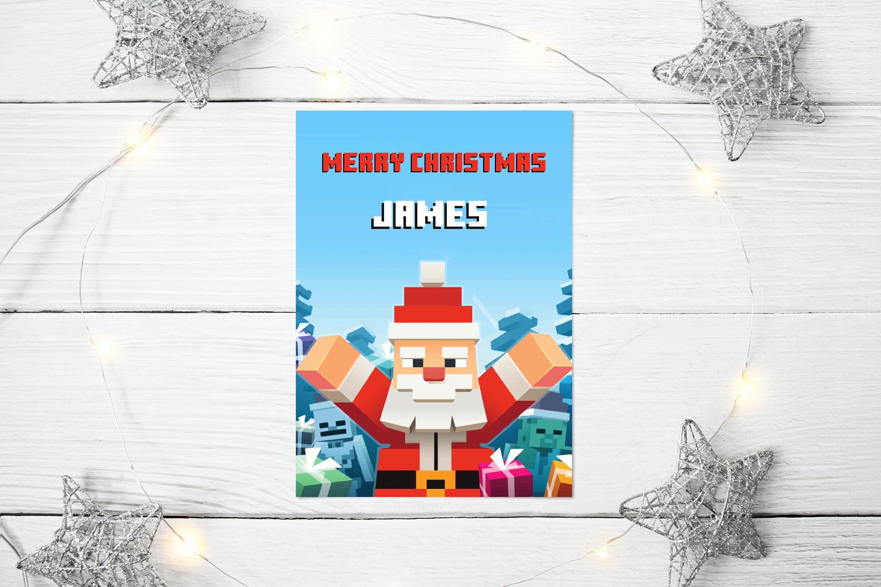 Personalised Minecraft Christmas Card | Any Name, Custom Message for ...