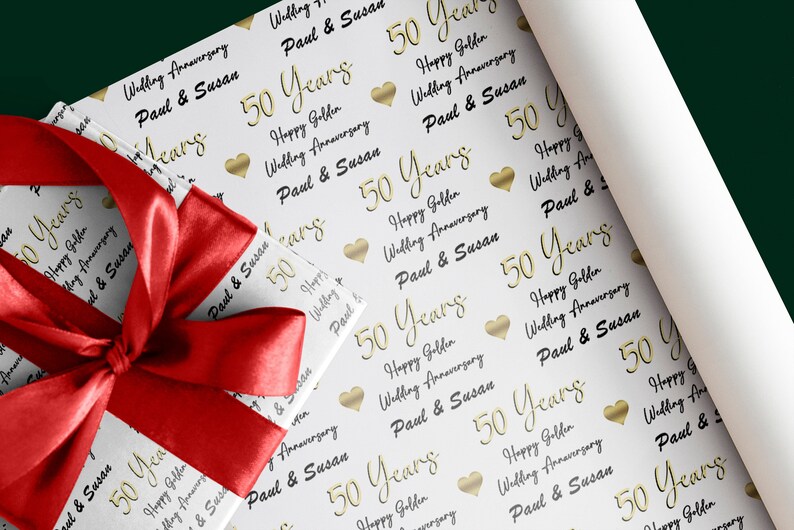 Personalised Golden Wedding Anniversary Wrapping Paper 50th - Etsy