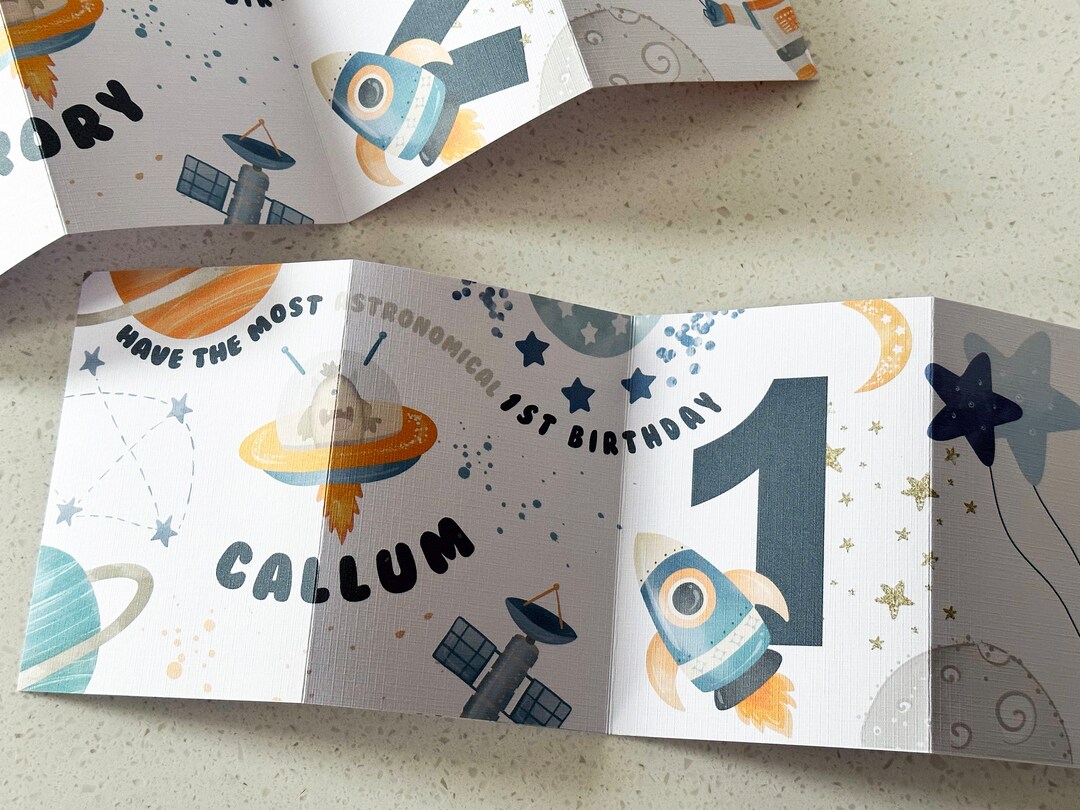 Personalised Space Themed Birthday Card | 1st Birthday, 2nd Birthday ...
