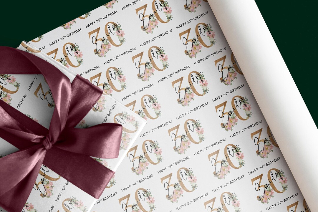 Personalised 30th Birthday Wrapping Paper | Gift Wrap, for Her ...