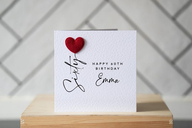 Personalised 60th Birthday Card With Red Heart Balloon - Etsy