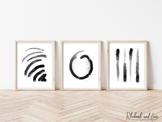 Black Art Print Set Abstract Black Markings Sumi-e Ink - Etsy UK