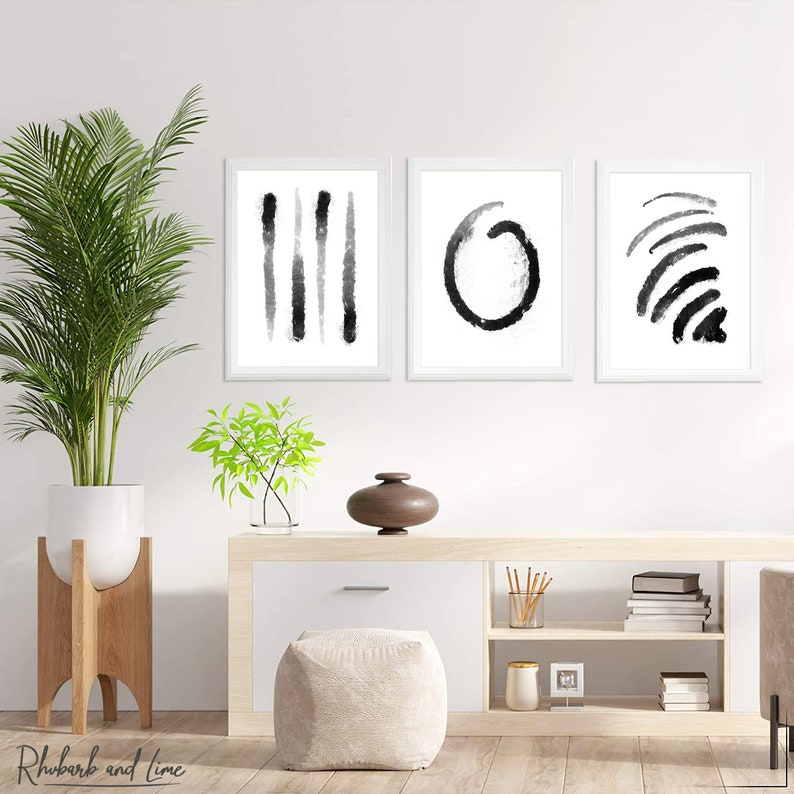 Black Art Print Set Abstract Black Markings Sumi-e Ink - Etsy UK
