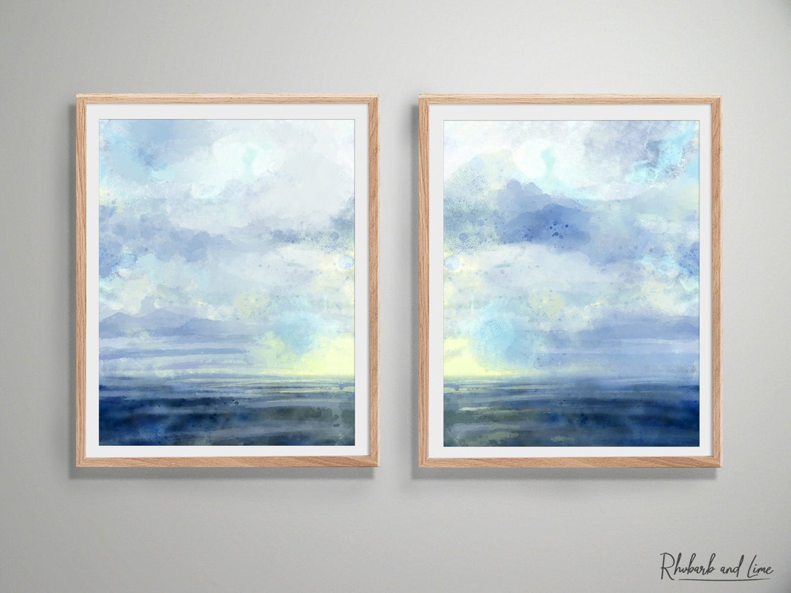 Ocean Print Set of 2 Abstract Seascape Art Print Ocean - Etsy UK