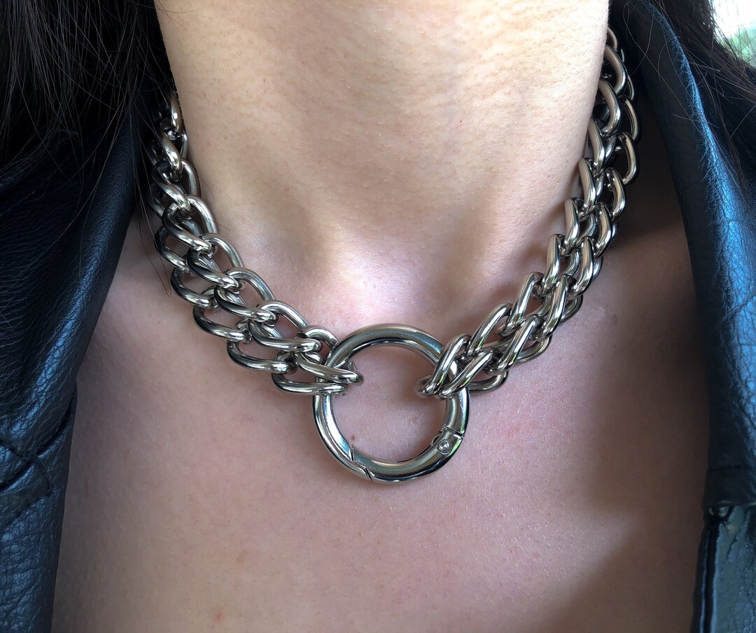 Chain Choker With O-ring Clip, BDSM, Goth, Punk, Rock Chain Collar - Etsy