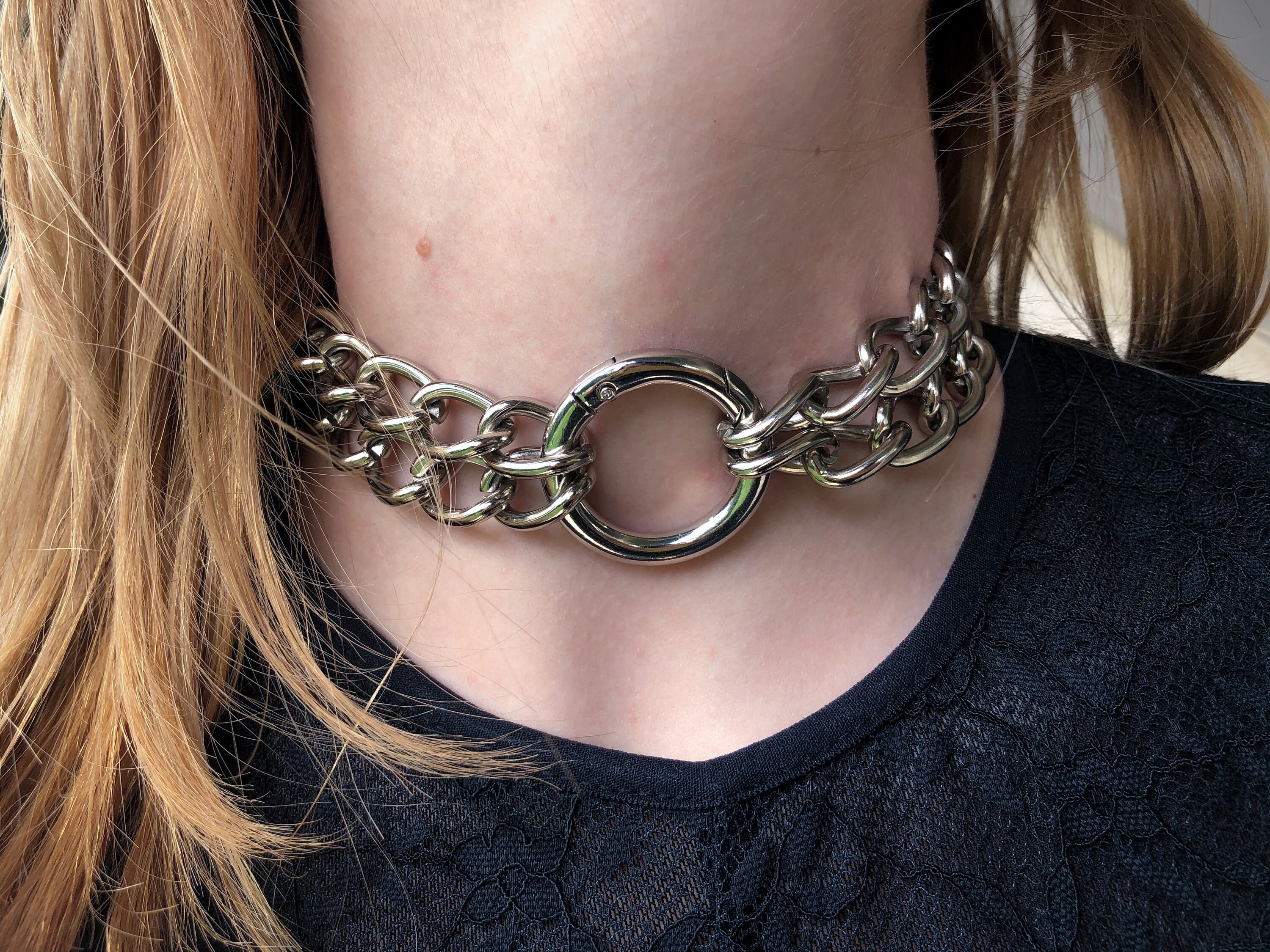 Chain Choker With O-ring Clip, BDSM, Goth, Punk, Rock Chain Collar - Etsy