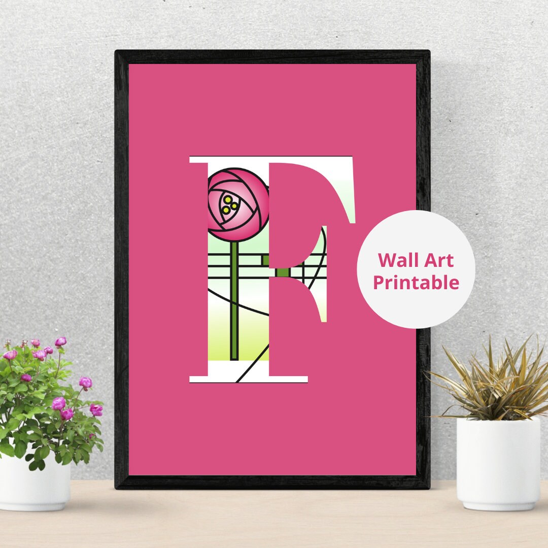 Charles Rennie Mackintosh's Art Deco Stained Glass Effect Pink Rose ...