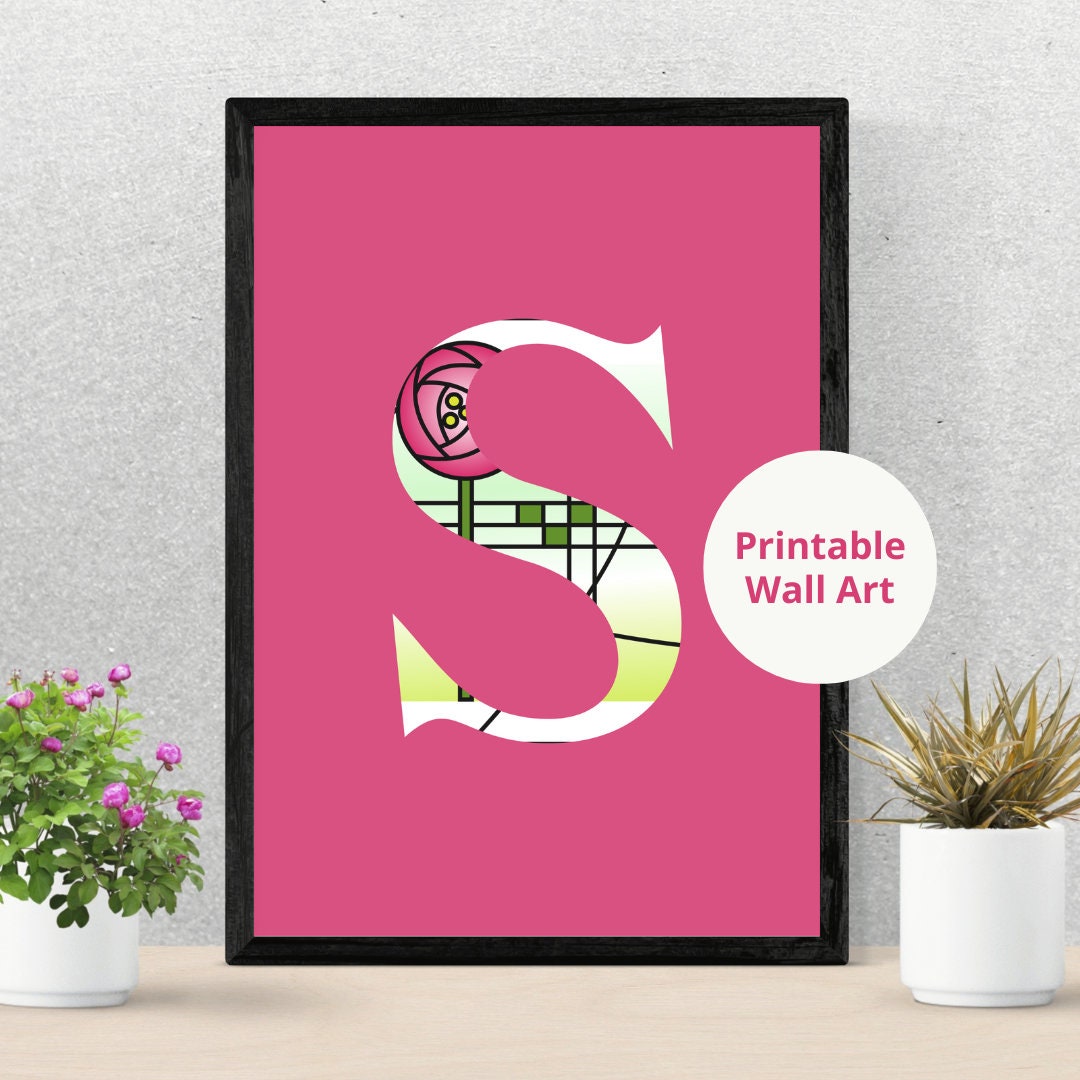 Charles Rennie Mackintosh's Art Deco Stained Glass Effect Pink Rose ...