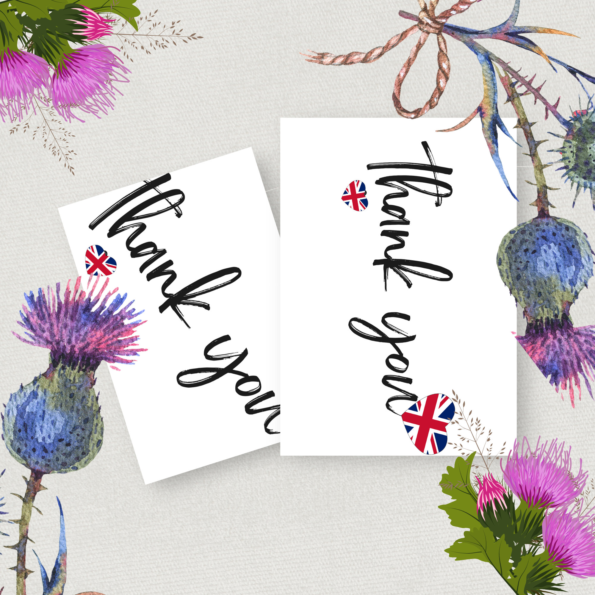 Minimalist Thank You Card: British Flag Heart | Instant Download ...
