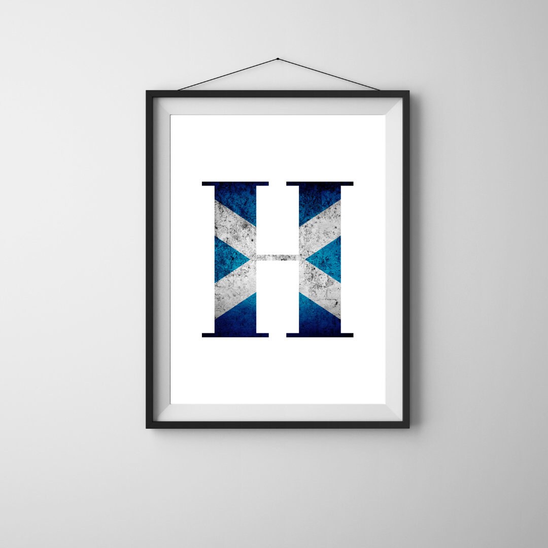 Antique Scottish Flag Design Letter Posters: | Scottish Gift | Floral ...