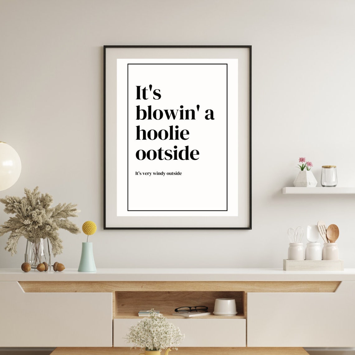 Scottish Slang Posters | It's Blowin' a Hoolie Ootside | Scottish Gift ...