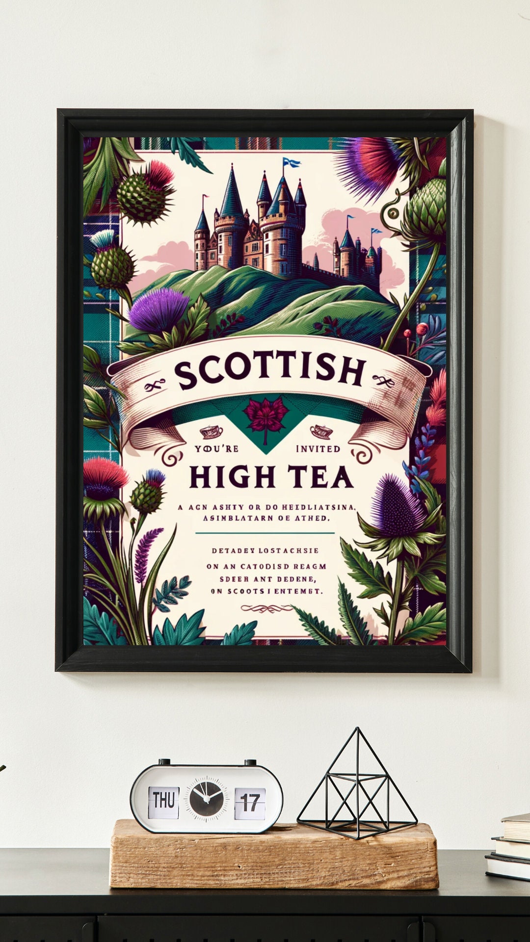 Scottish Tartan Tea Time | Printable Poster With Castle and Scottish ...