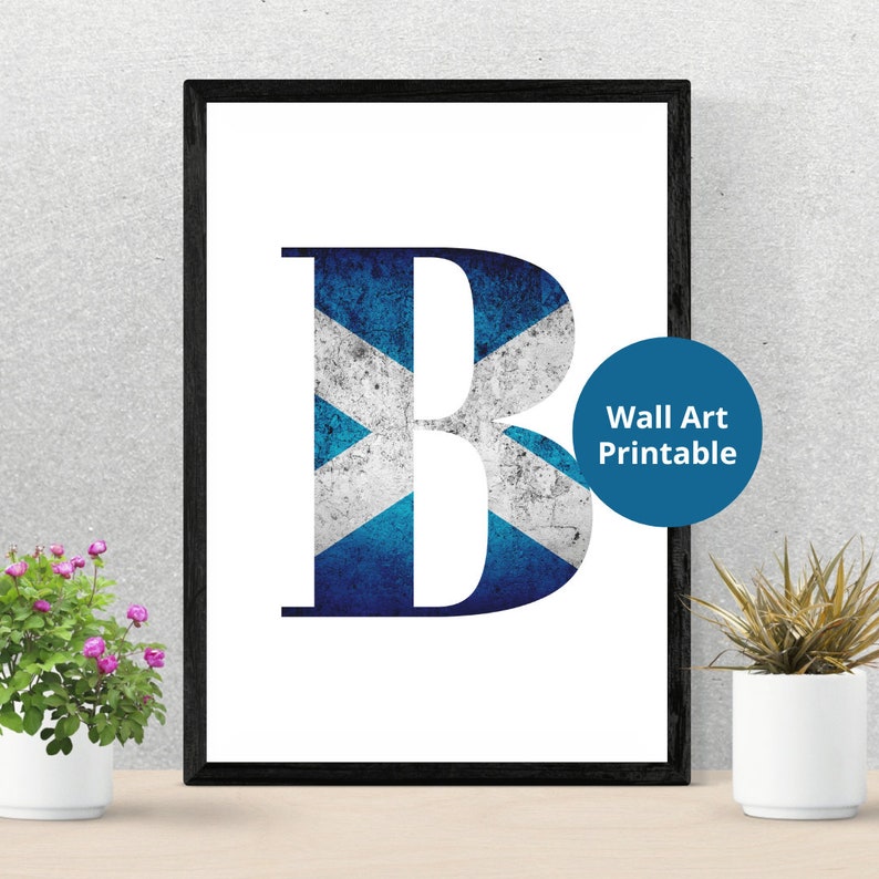 Antique Scottish Flag Design Letter Posters: | Scottish Gift | Floral ...