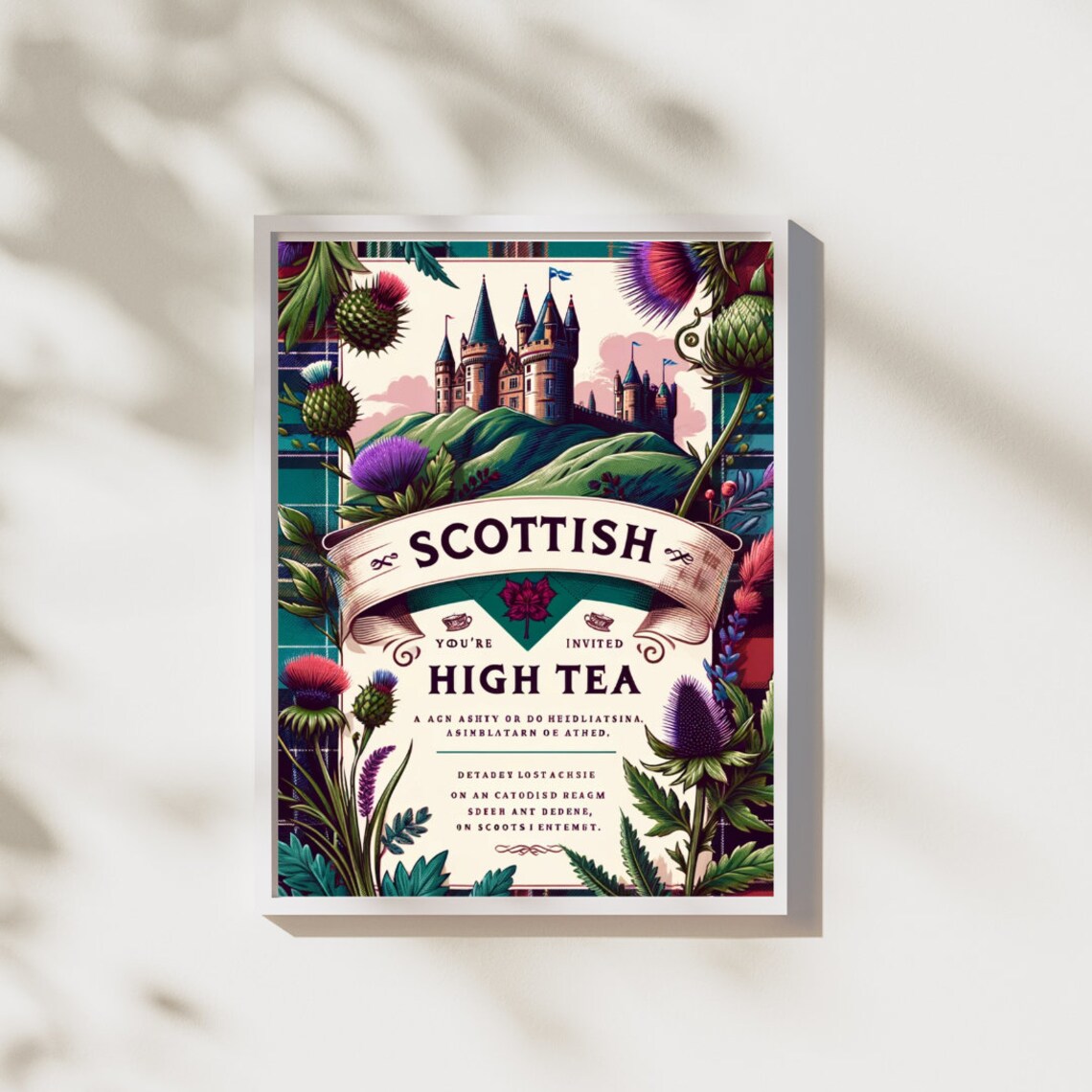 Scottish Tartan Tea Time | Printable Poster With Castle and Scottish ...