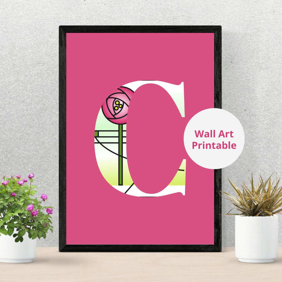 Charles Rennie Mackintosh's Art Deco Stained Glass Effect Pink Rose ...