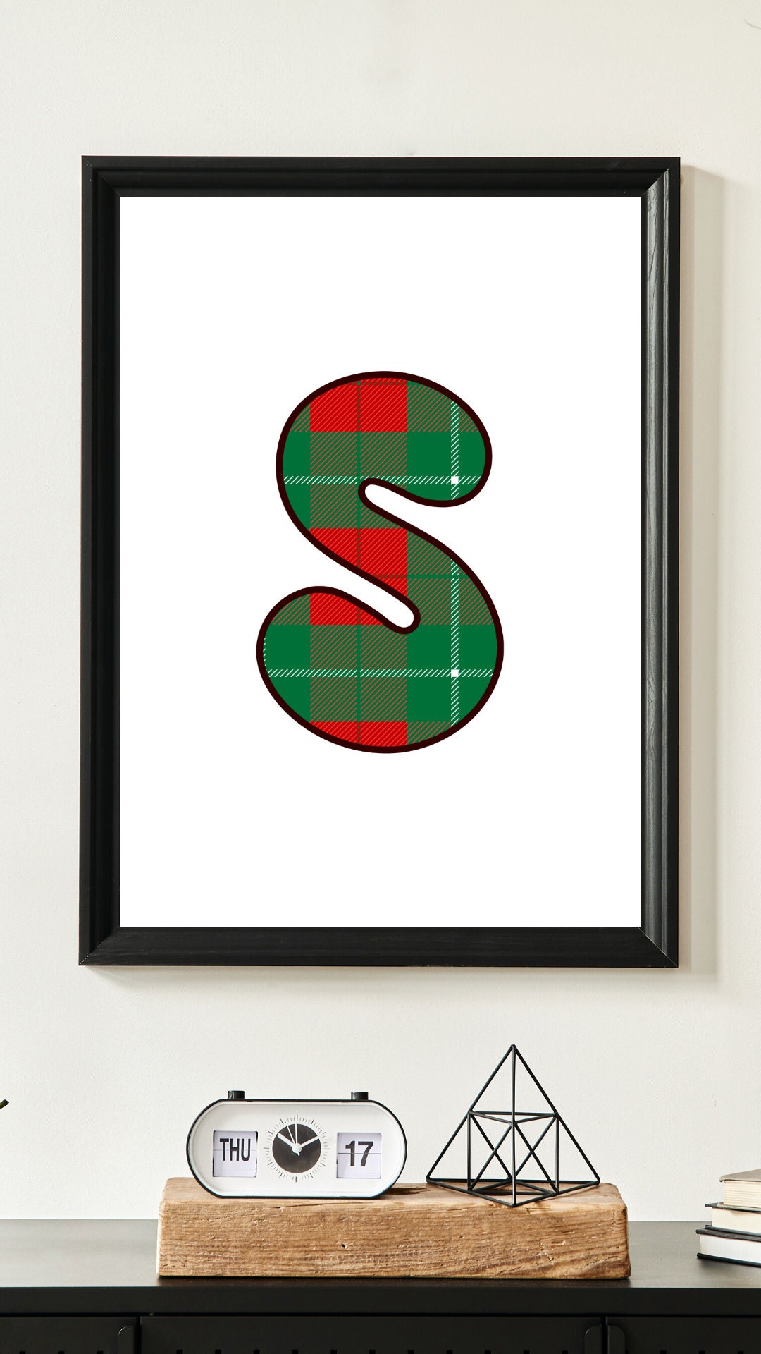 Red and Green Tartan Bubble Letter Printable Wall Art | Scottish Plaid ...
