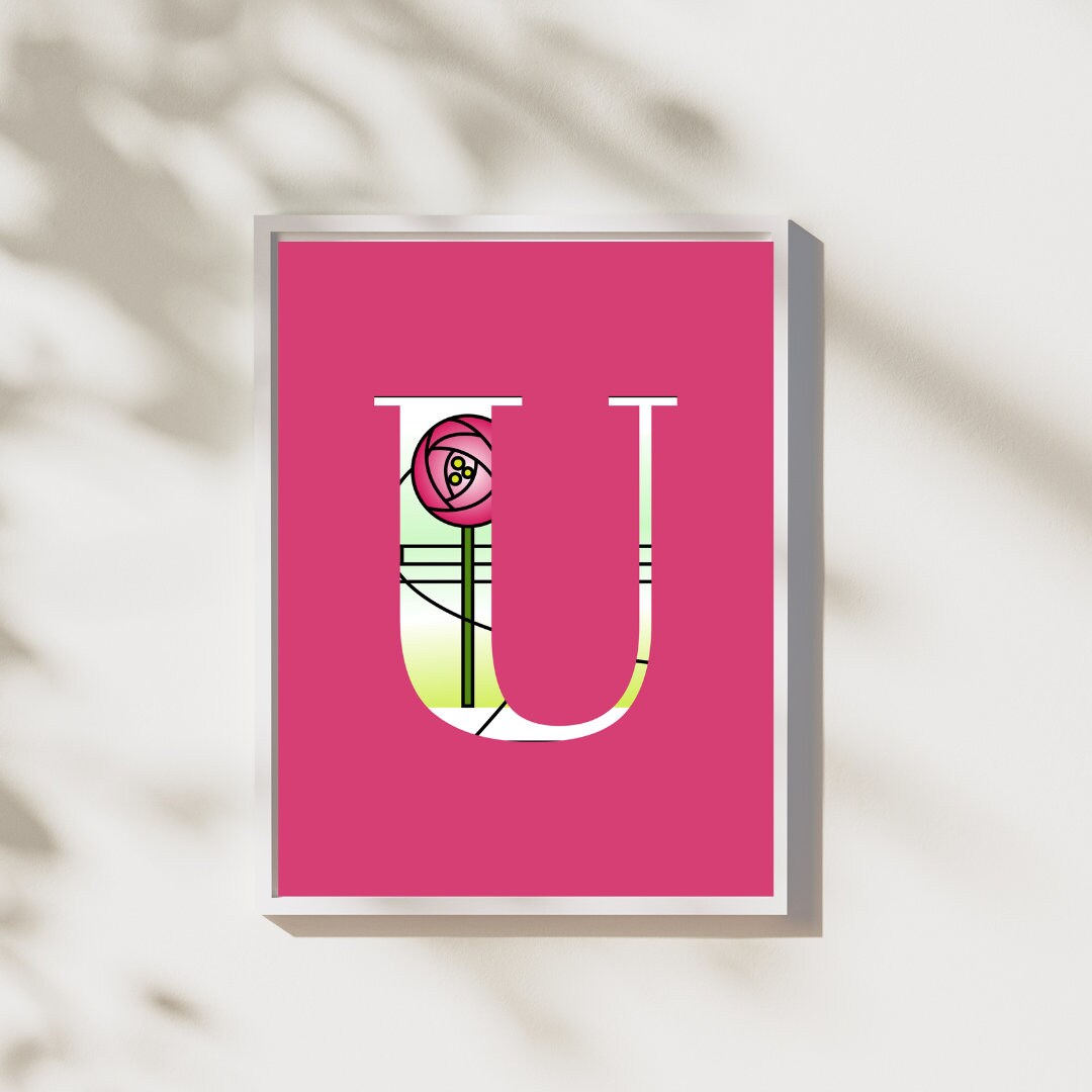 Charles Rennie Mackintosh's Art Deco Stained Glass Effect Pink Rose ...