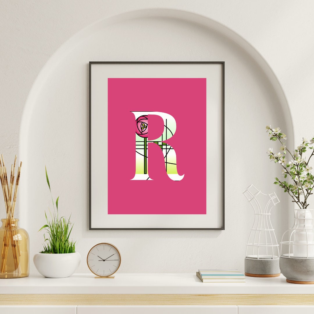 Charles Rennie Mackintosh's Art Deco Stained Glass Effect Pink Rose ...