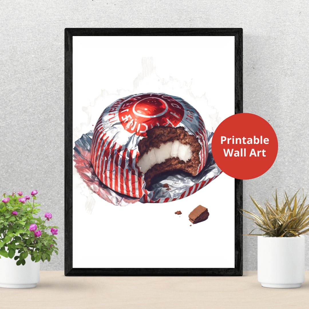 Digital Wall Art | Tunnocks Tea Cake With Bite | Messy Watercolor Print ...