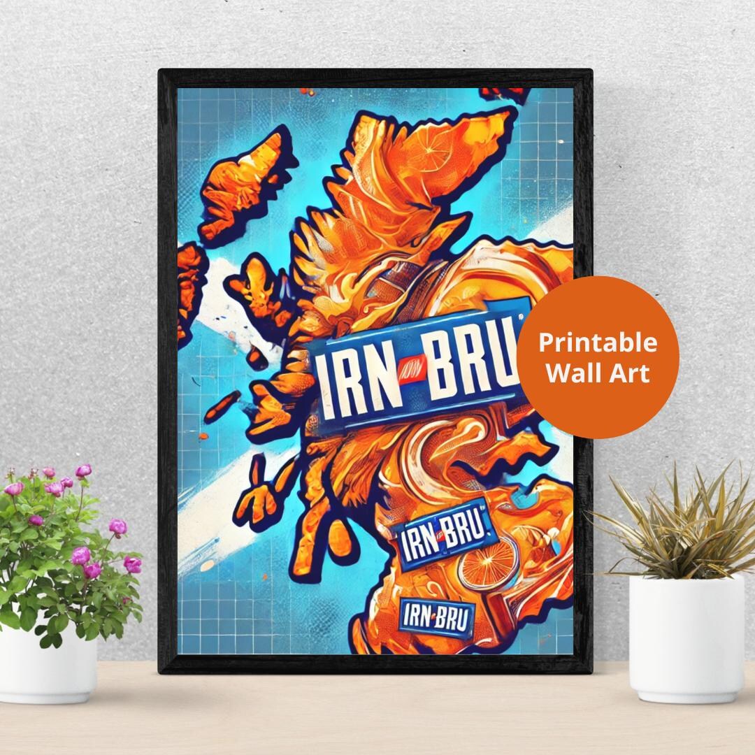 Bold Scotland Map Poster Irn-bru Theme Scottish Wall Art Print Printable Wall Art Scottish Home ...