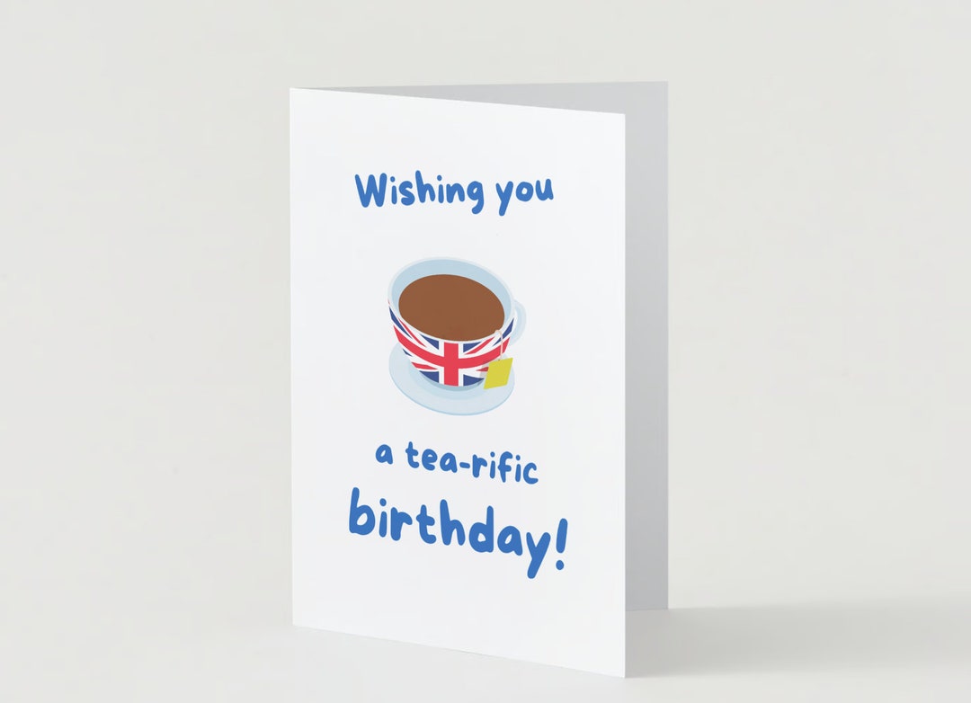 Print at Home Birthday Card - Tea-rific British Flag Tea Cup | Charming ...