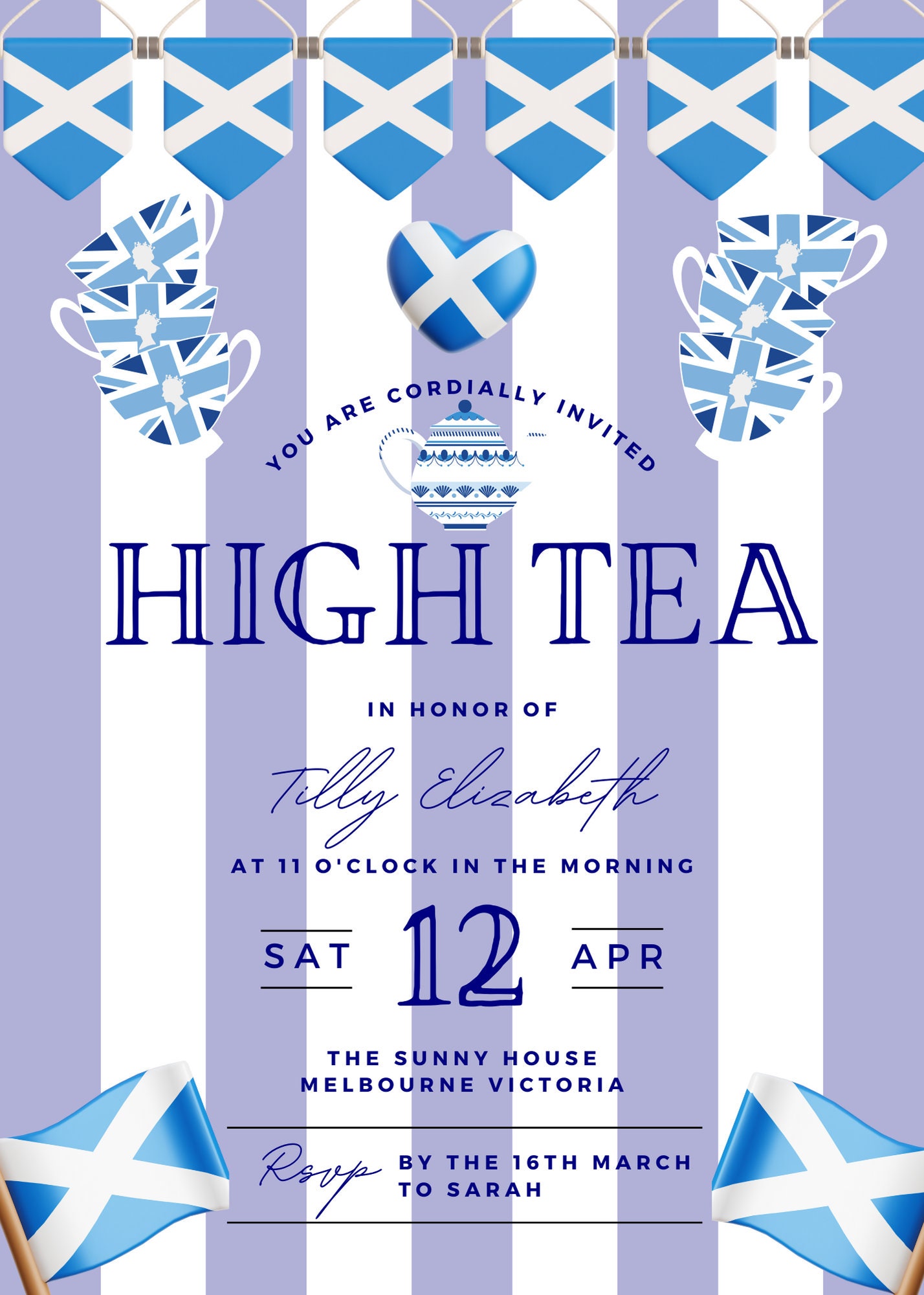 Scottish Delights: Editable Printable High Tea Invitation | Tea Party ...