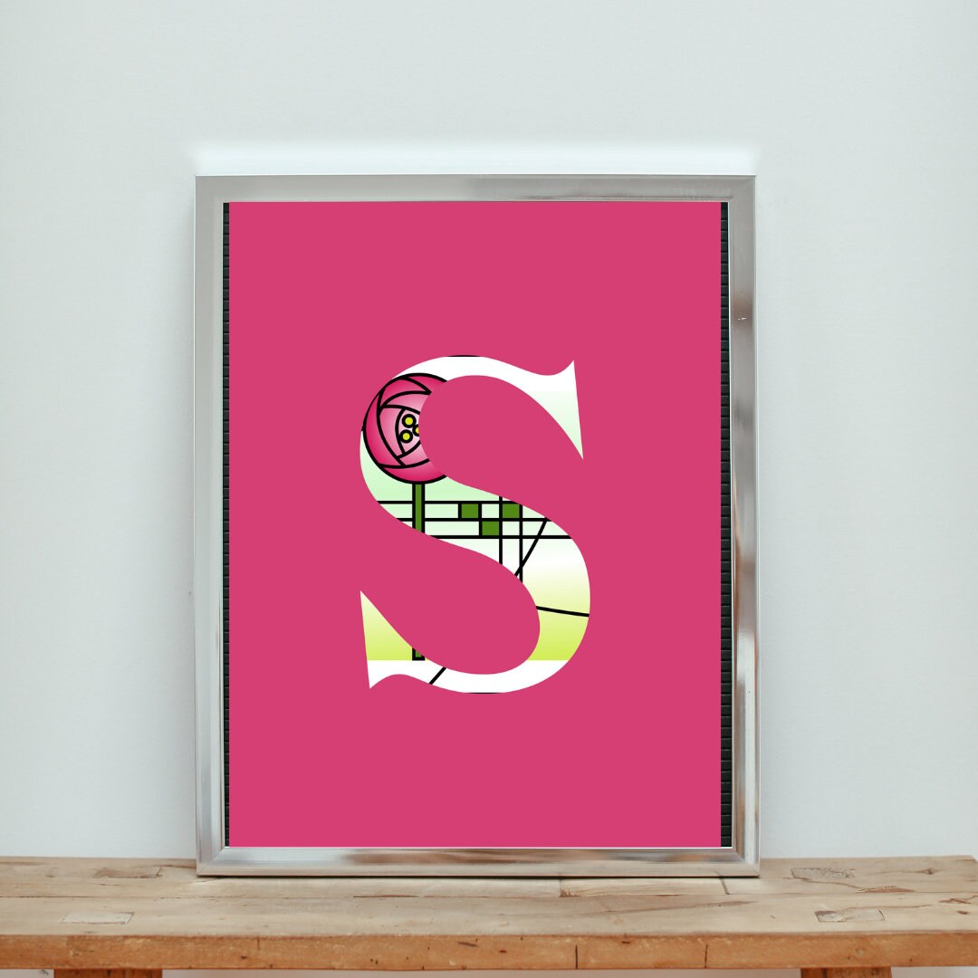 Charles Rennie Mackintosh's Art Deco Stained Glass Effect Pink Rose ...