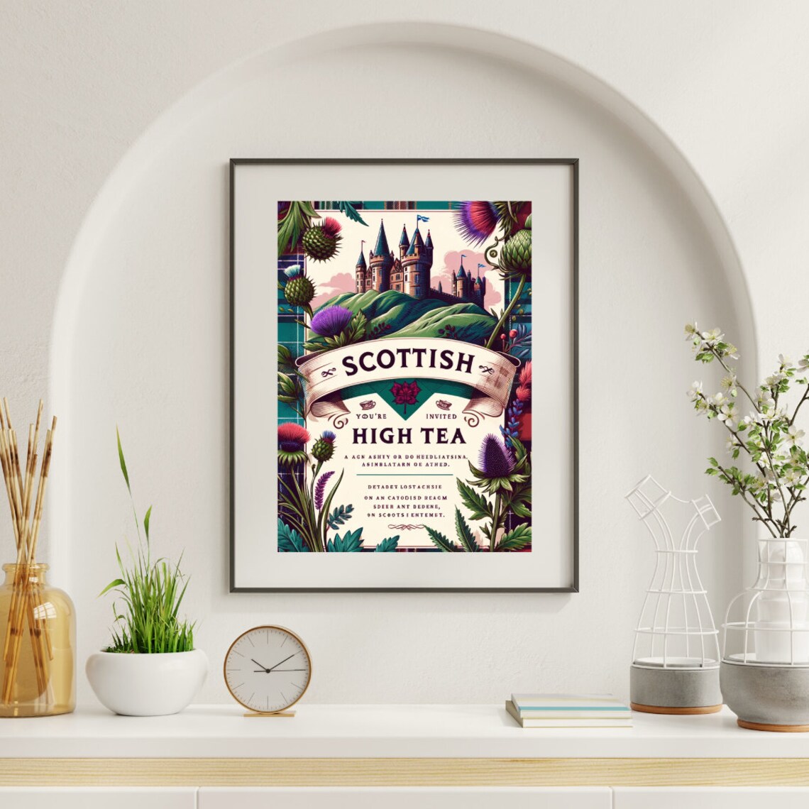 Scottish Tartan Tea Time Printable Poster With Castle and Scottish ...