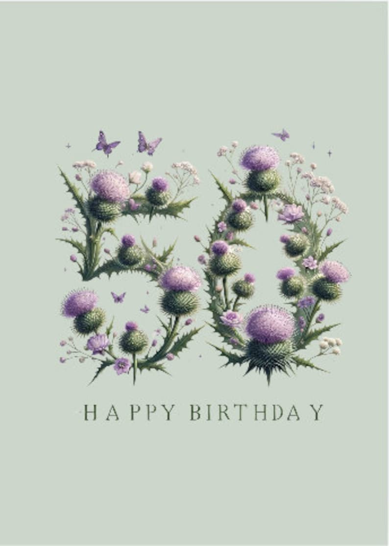 Unique 50th Birthday Card | Scottish Thistle Design | Milestone ...