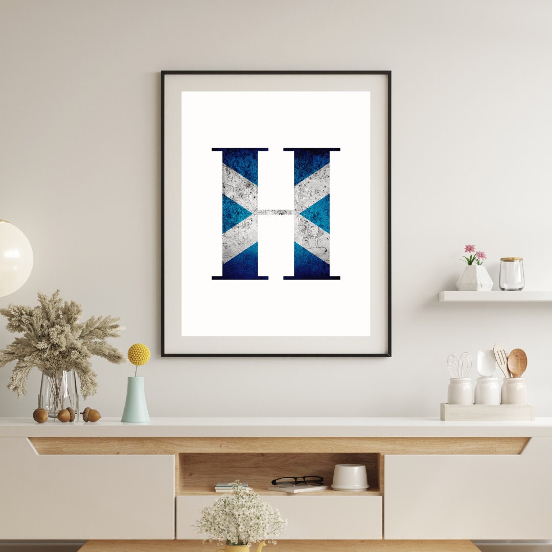 Antique Scottish Flag Design Letter Posters: | Scottish Gift | Floral ...