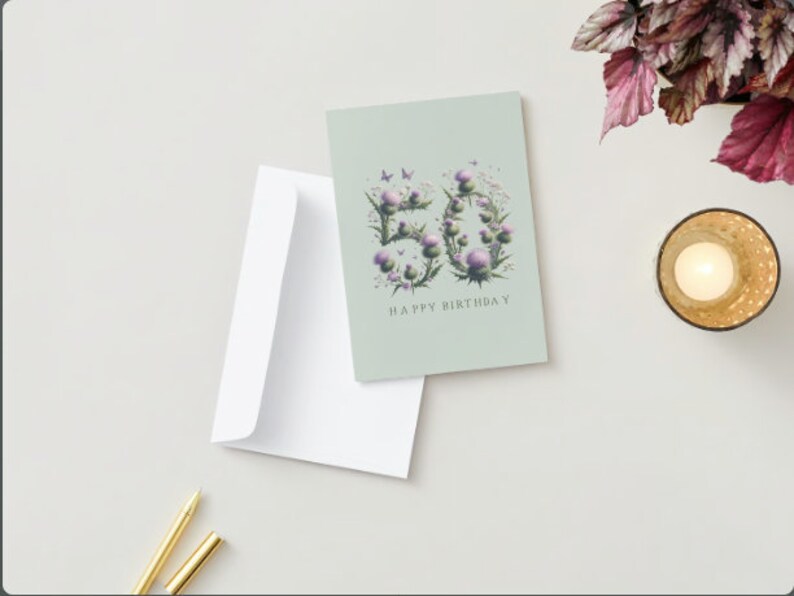 Unique 50th Birthday Card | Scottish Thistle Design | Milestone ...