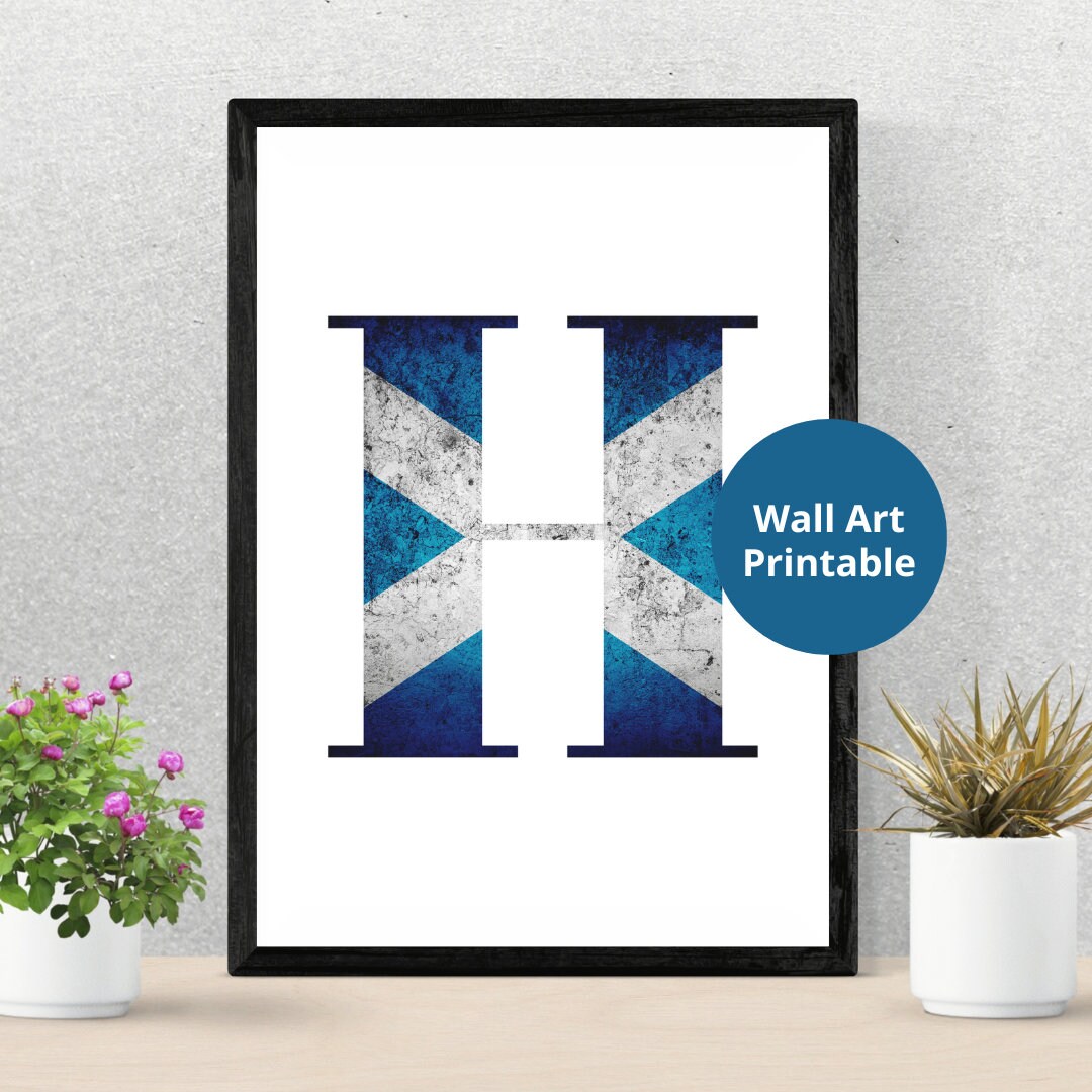 Antique Scottish Flag Design Letter Posters: | Scottish Gift | Floral ...