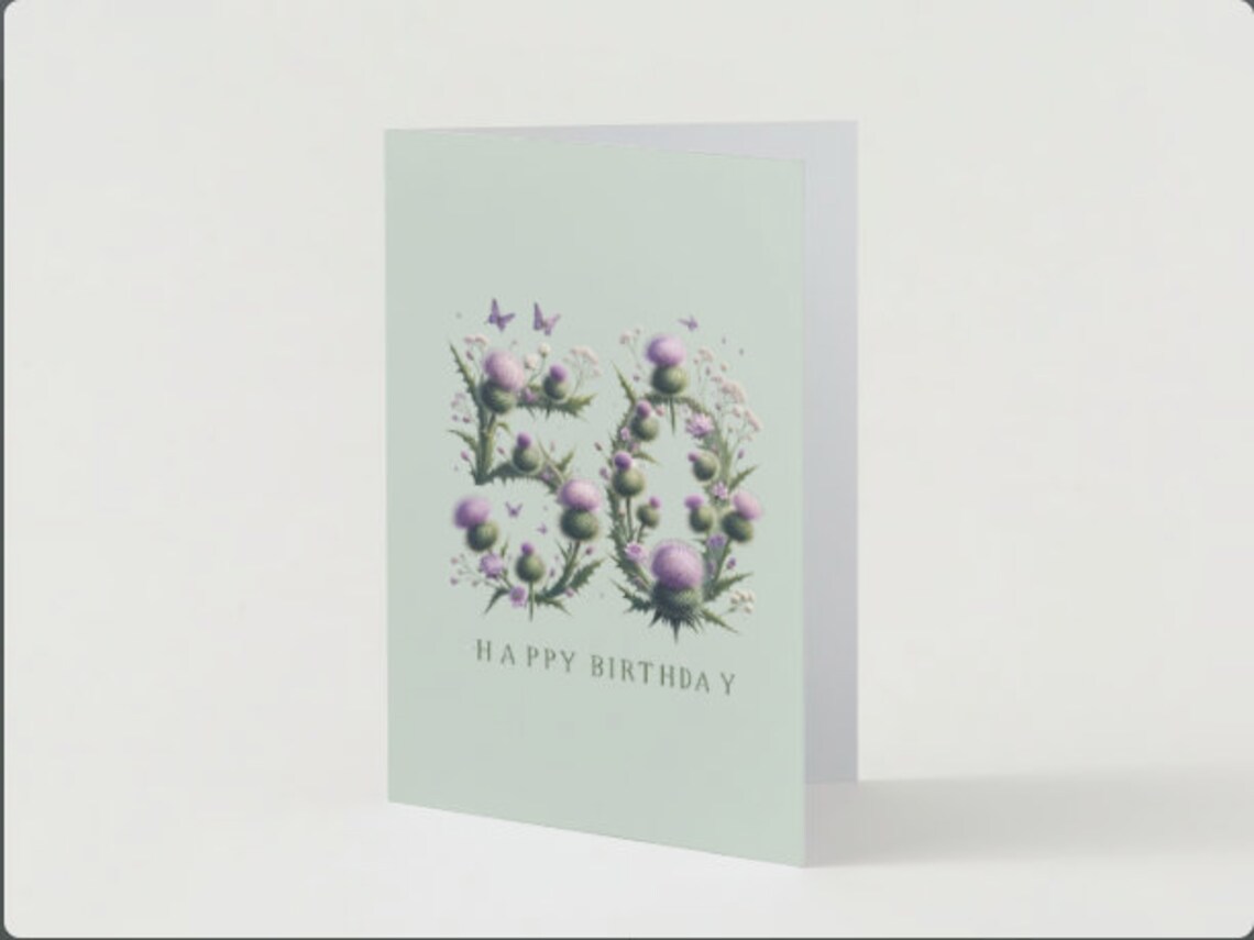 Unique 50th Birthday Card | Scottish Thistle Design | Milestone ...