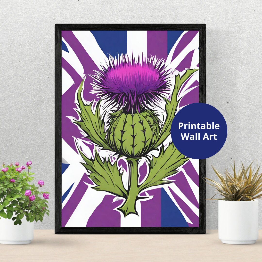 Printable Wall Art | Modern Scottish Thistle Flag Design Vibrant ...