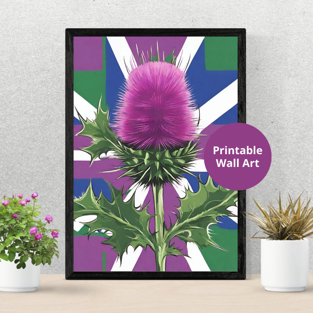 Printable Wall Art | Modern Scottish Thistle Flag Design Vibrant ...
