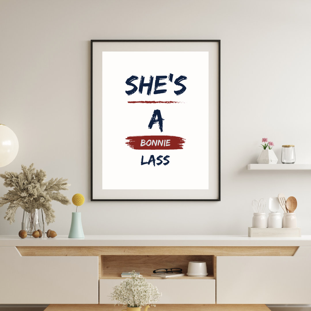 Scottish Slang Posters | She's a Bonnie Lass | Scottish Gift | Unframed ...