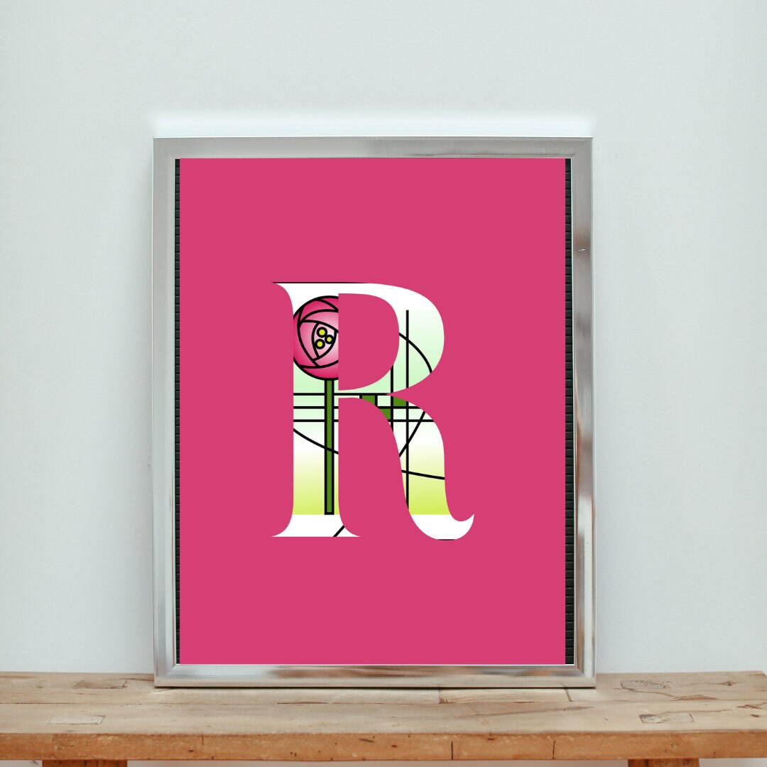 Charles Rennie Mackintosh's Art Deco Stained Glass Effect Pink Rose ...